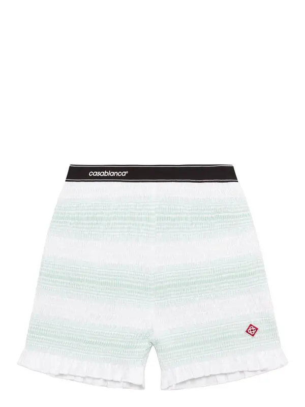 Casablanca Striped Shirred Cotton Shorts - Multicolor