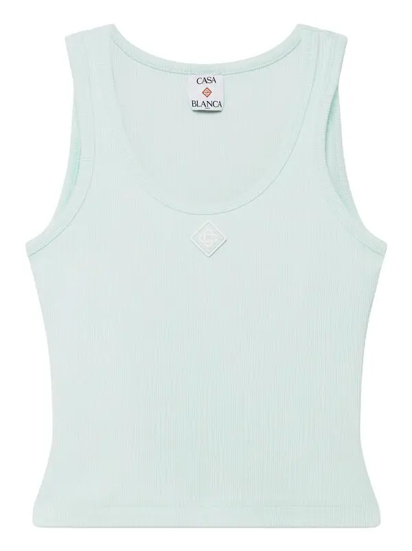 Casablanca Ribbed Jersey Tank Top - White