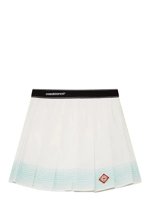 Casablanca Stripe Pleated Mini Skirt - Green