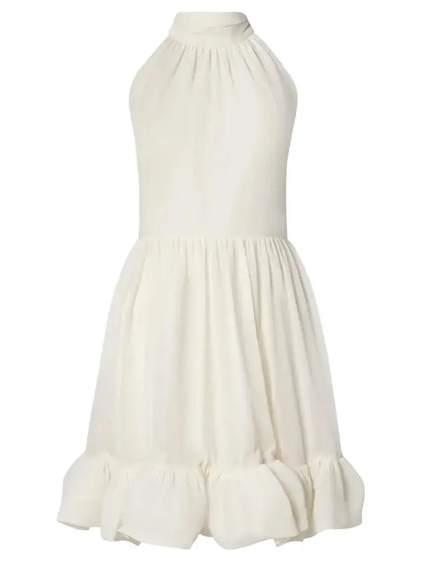 MALINA Dress Fern Halterneck Ruffled Mini - White