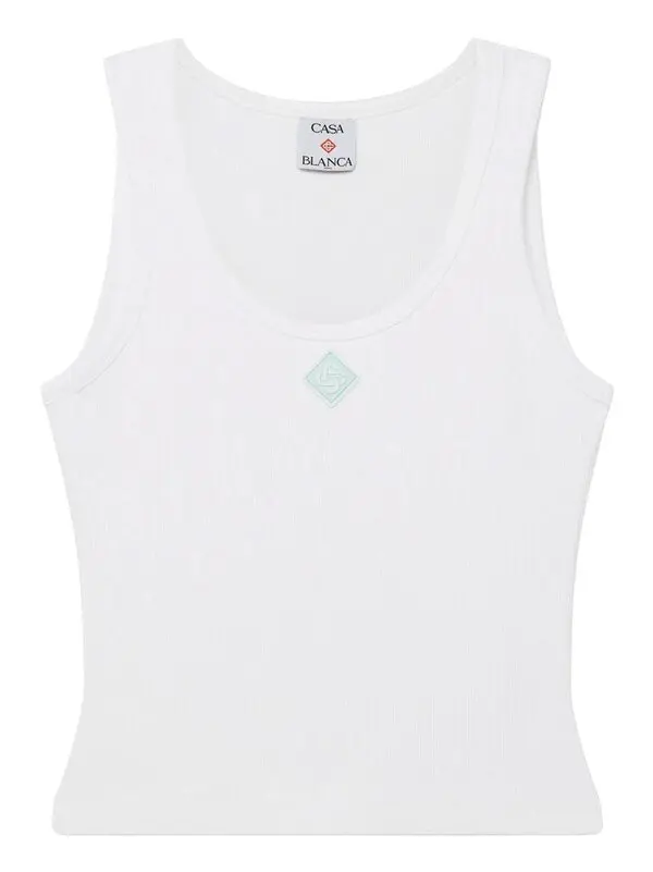 Casablanca Ribbed Jersey Tank Top - White