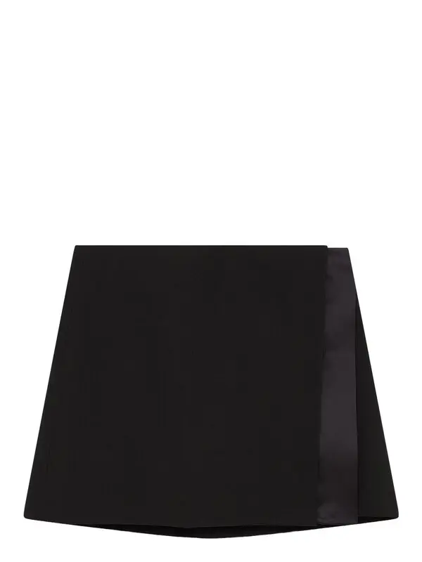 Casablanca Wool Tailoring Wrap Mini Skirt - Black