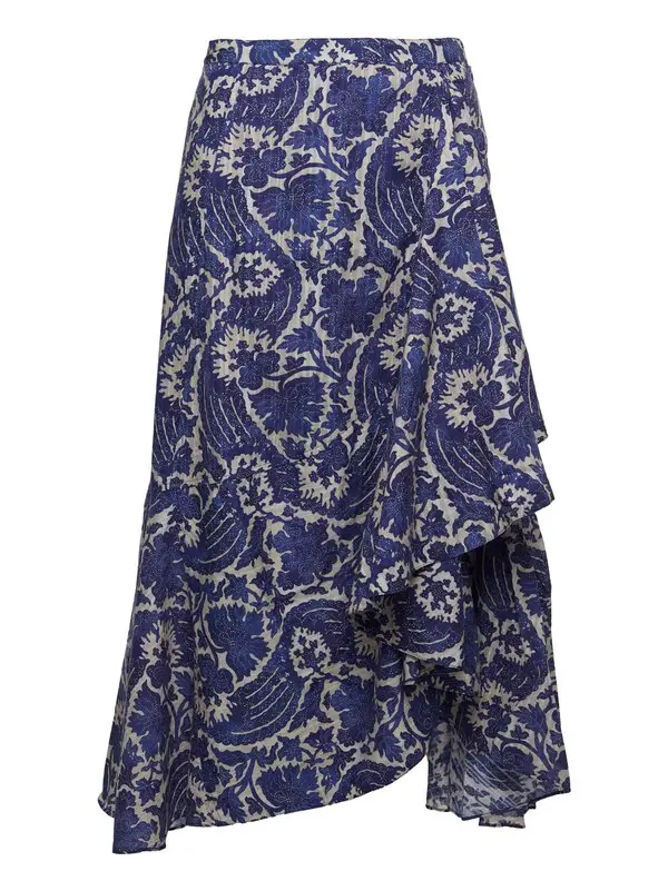 Ulla Johnson Sabina Faux Wrap Skirt - Blue