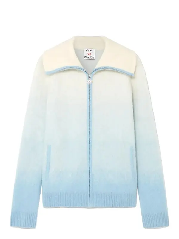 Casablanca Fluffy Gradient Mohair Zip Jacket - Blue