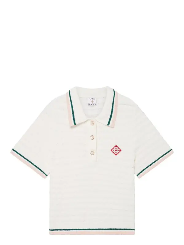 Casablanca Cotton Bouclé Polo Shirt - Green