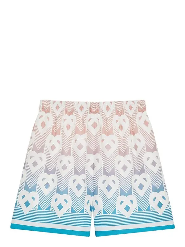 Casablanca Gradient Heart Monogram Silk Shorts - Blue
