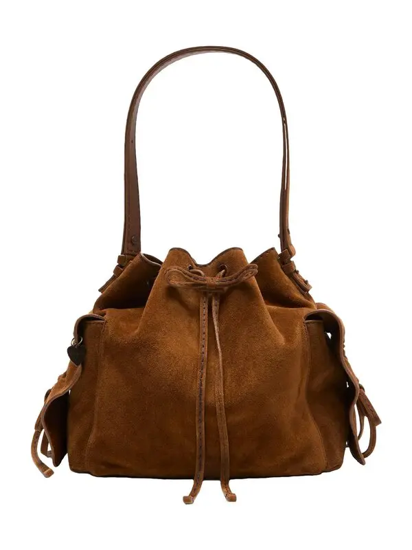 Acne Studios Multipocket Bucket Suede Bag - Cognac