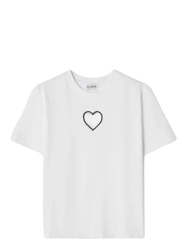 CLOEYS T-shirt With Heart Detail - White