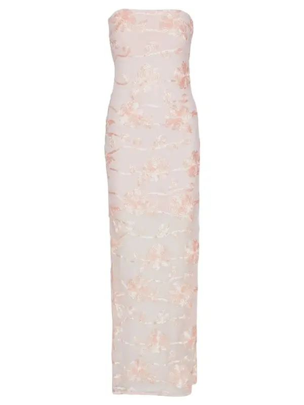 Remain Birger Christensen Floral Embroidered Mesh Tube Dress - Pink