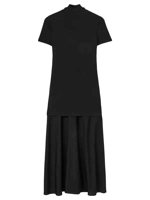 JIL SANDER Fluid Viscose High-neck Midi Dress - Black