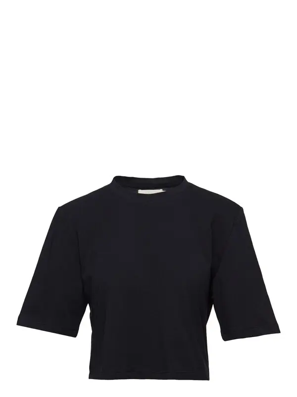 WAKAKUU Cropped T-shirt With Padded Shoulders - Black