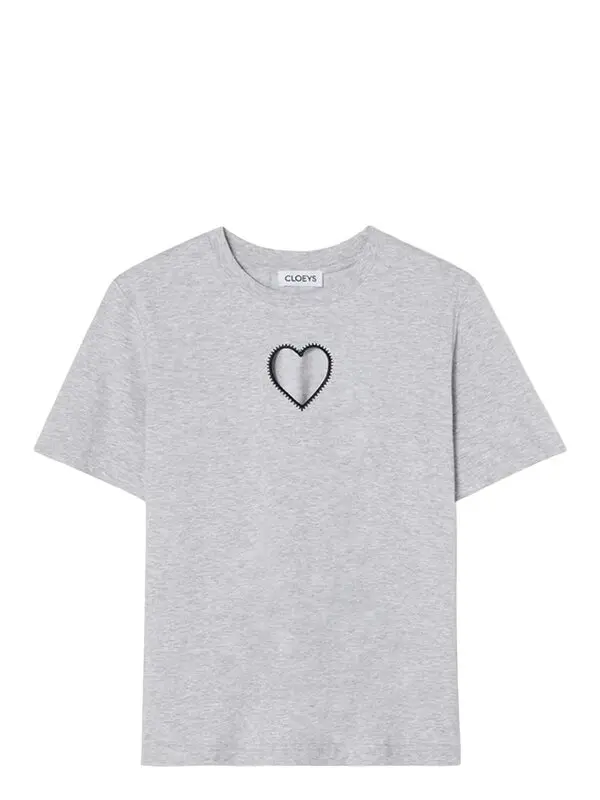 CLOEYS Heart T-shirt - Light Grey