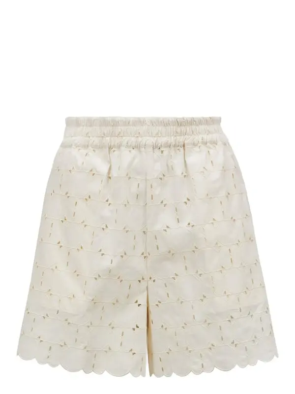 Moncler Broderie Anglaise Shorts - Natural