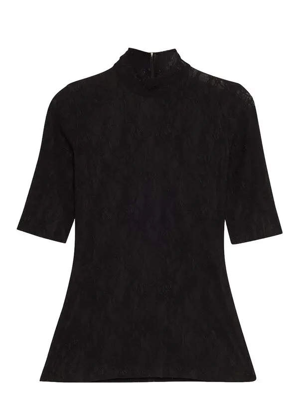 Stella McCartney Stretch Lace Mock-neck Top - Black