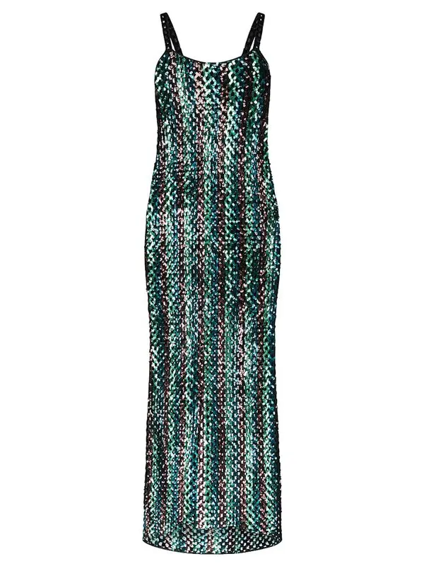Diane Von Furstenberg X Henry Zankov Nolita Striped Sequin Maxi Dress - Aloe Multi