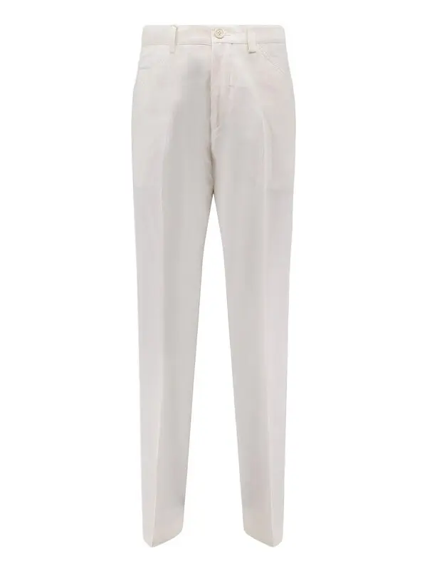Brunello Cucinelli Cotton And Linen Trousers - White