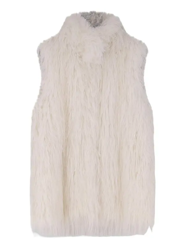 Pinko Neva Faux Fur Sleeveless Jacket - White