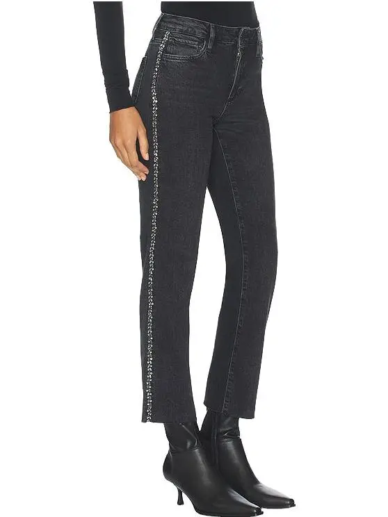 Paige Mason Ankle Straight Jeans With Embellished Side Detail - Black
