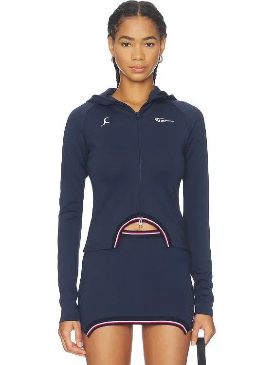 JADE CROPPER Hooded Top - Navy