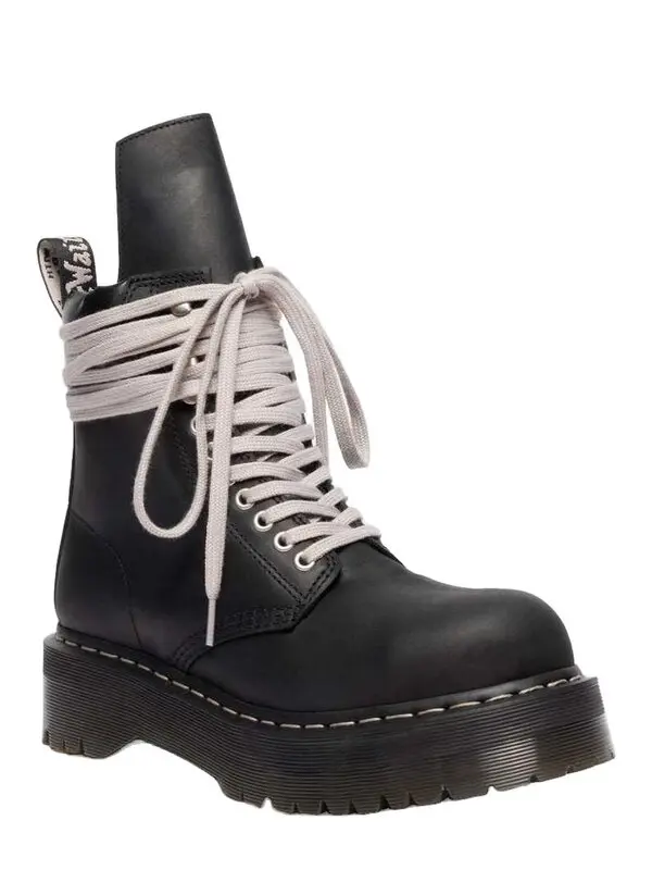 Dr. Martens Steel Toe Leather Platform Boots - Black