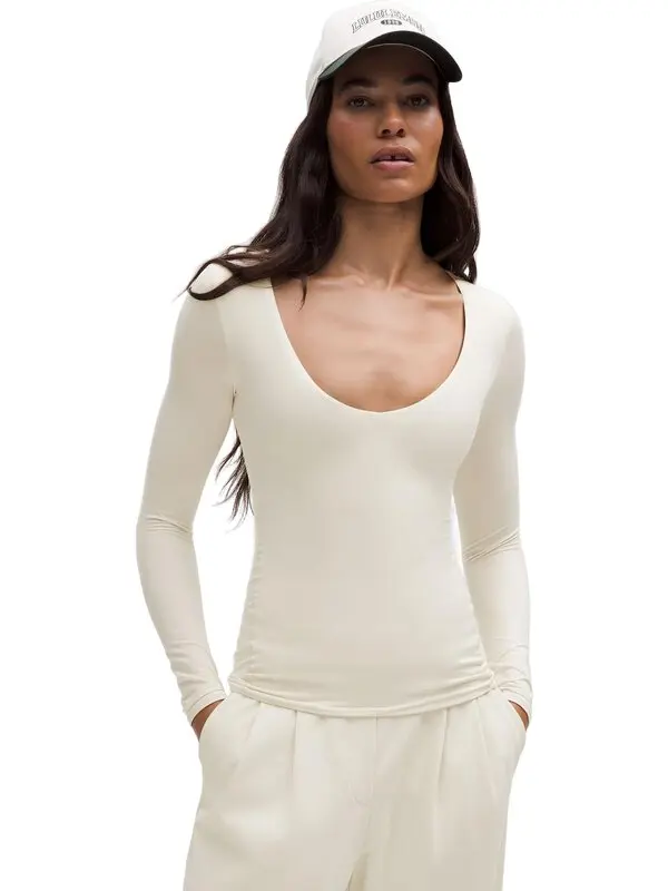 Lululemon Wundermost Ultra-soft Nulu V-neck Long-sleeve Shirt - Light Ivory