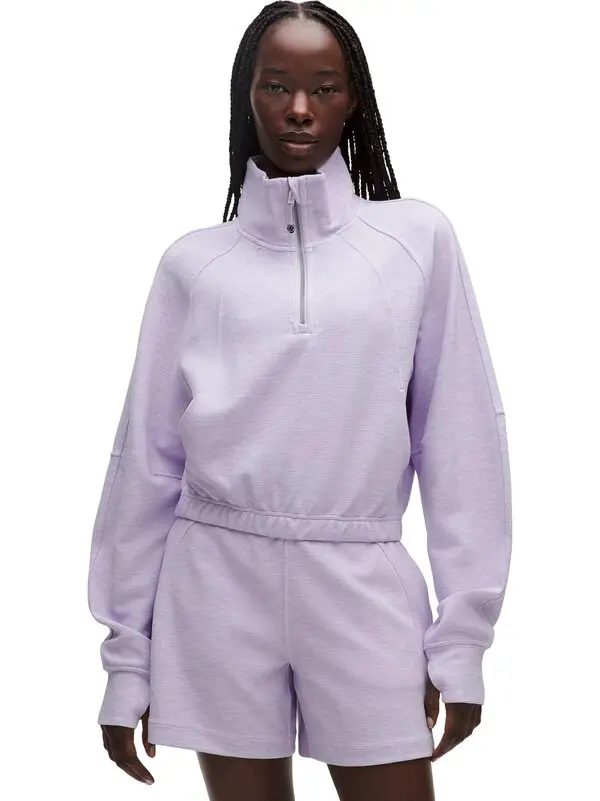 Lululemon Scuba Cropped Funnel-neck Half Zip - Heathered Faint Lavender