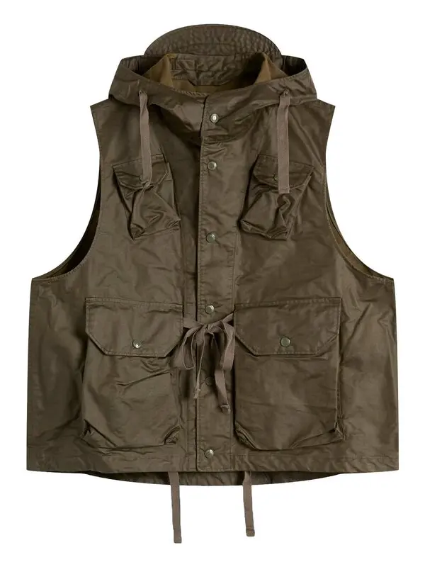Engineered Garments Waxed Cotton Field Vest - Olive