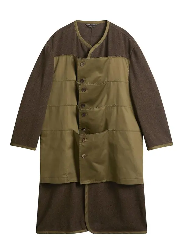 Comme Des Garçons Wool Long Line Coat - Khaki
