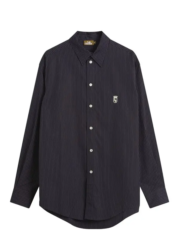 LATE CHECKOUT Pinstripe Western Shirt - Navy