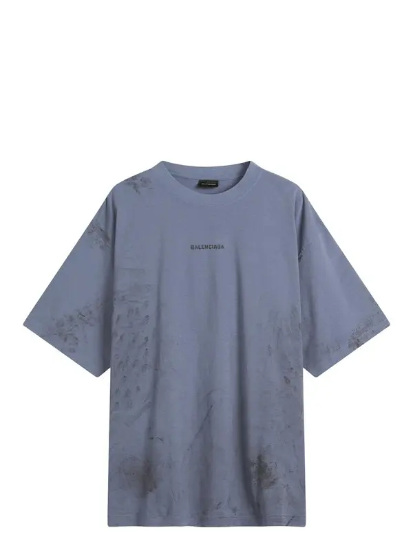 Balenciaga Dirty Logo T-shirt - Faded Dark Blue/blk