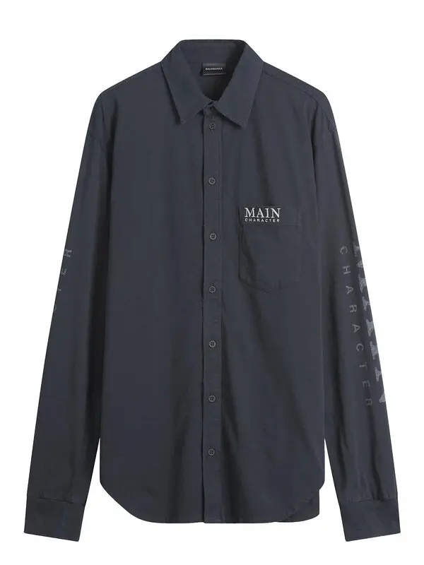 Balenciaga Main Character' Print Long Sleeve Shirt - Faded Black