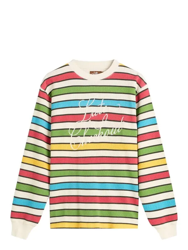 LATE CHECKOUT Script Waffle L/s T-shirt - Multicolour