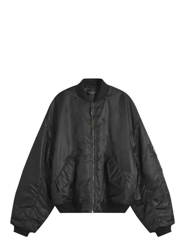 Balenciaga Nylon Satin Bomber Jacket - Black