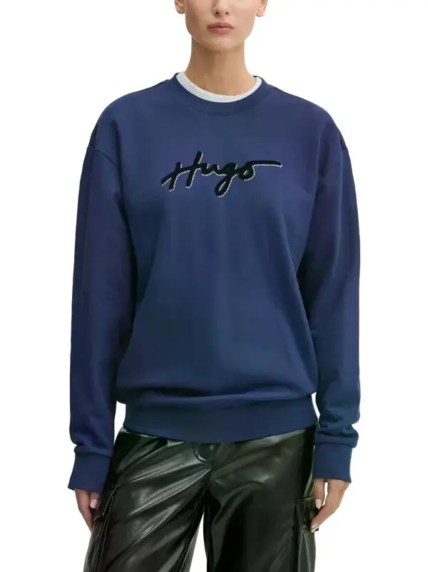 Hugo Logo-print Crewneck Sweatshirt - Blue