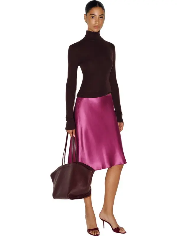 REFORMATION Layla Silk Skirt - Pink