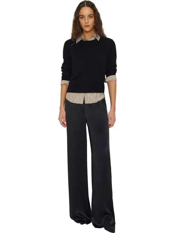 REFORMATION Celine Low Rise Silk Wide Leg Pant - Black