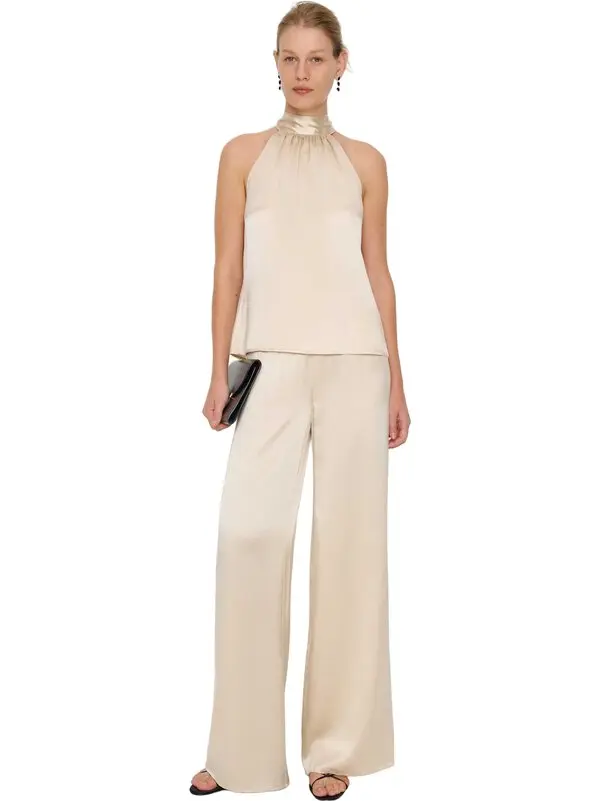 REFORMATION Celine Low Rise Silk Wide Leg Pant - Ivory