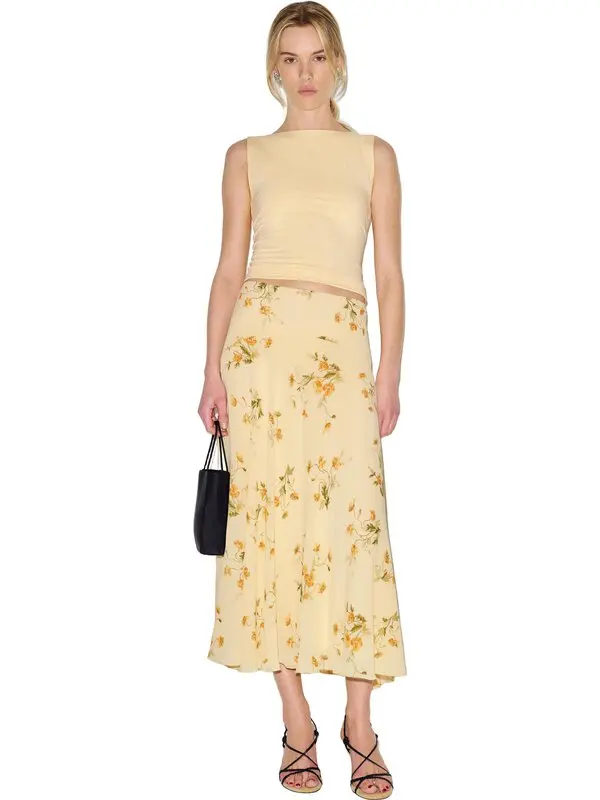 REFORMATION Sophie Midi Skirt - Yellow