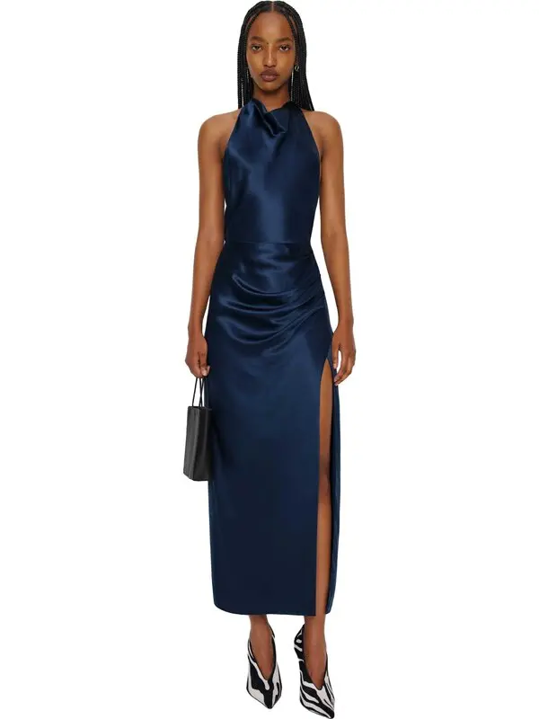 REFORMATION Emeline Silk Midi Dress - Blue