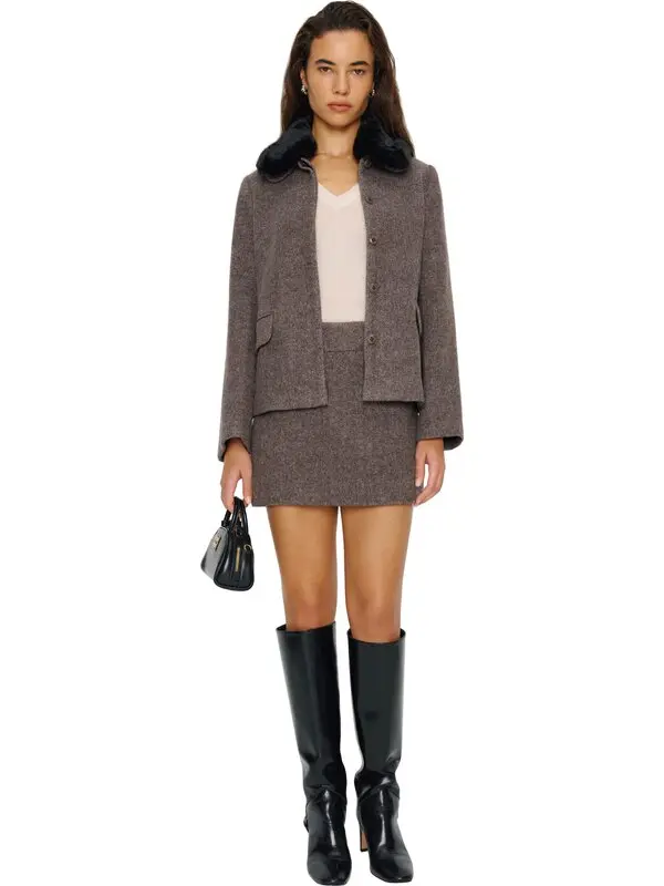 REFORMATION Roxy Mid Waist Mini Skirt - Brown