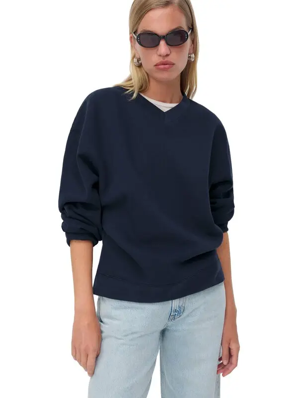 REFORMATION Bowie V-neck Sweatshirt - Blue