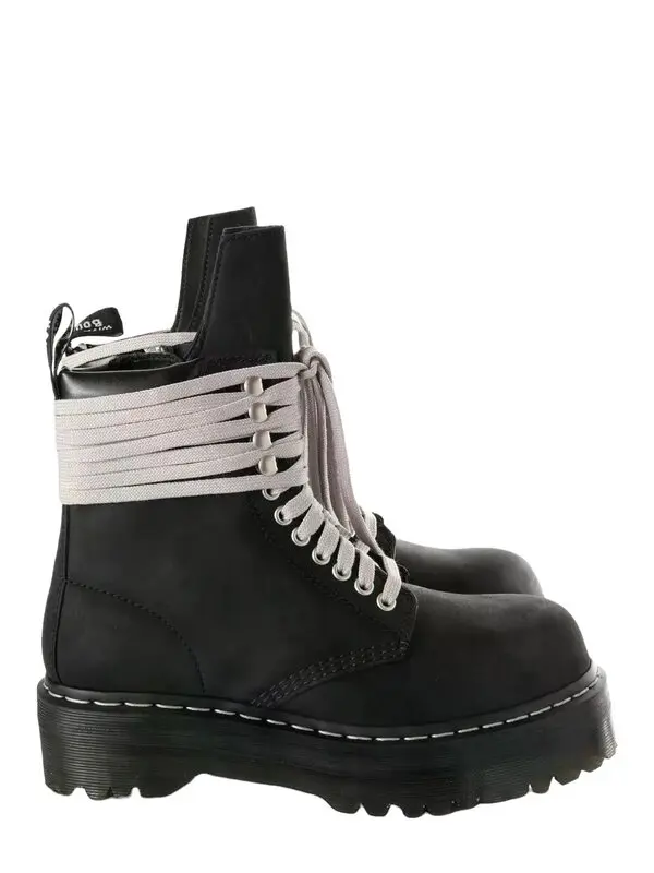 DR. MARTENS X RICK OWENS Quad Sole Steel Toe Combat Boots - Black