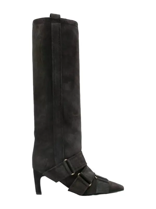 LELLA BALDI Buckled Knee-high Boots - Black