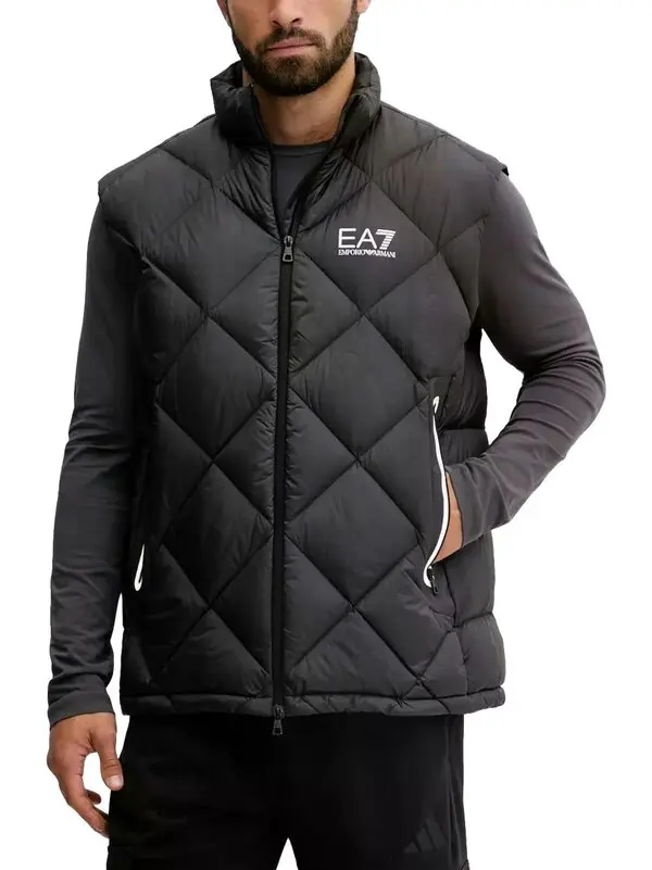 Emporio Armani Logo-detail Quilted Gilet - Black