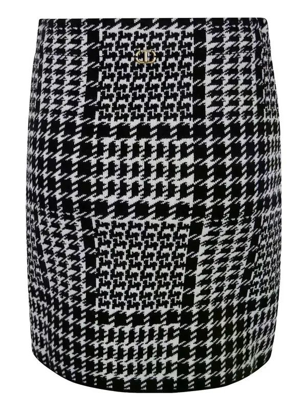 TWINSET Houndstooth Mini Skirt - Black