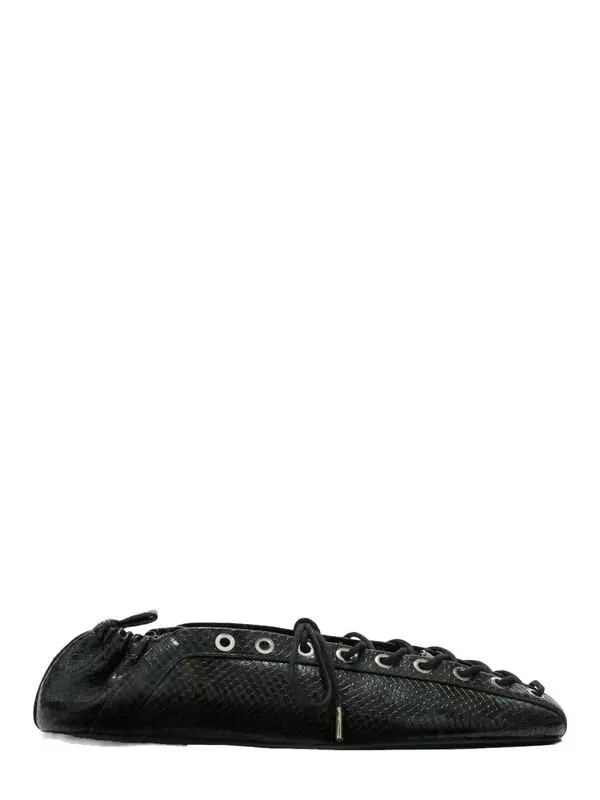 GANNI Eyelets Lace-up Ballerina Flats - Black