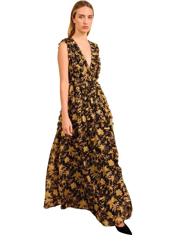 Ulla Johnson Aida Palm Floral Gown - Forsythia