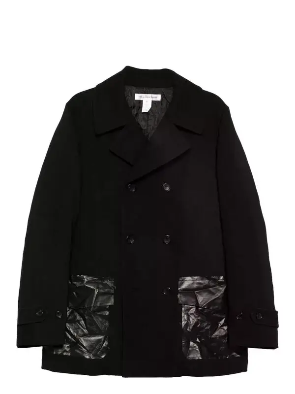 Comme Des Garçons Crease-pockets Pea Coat - Black