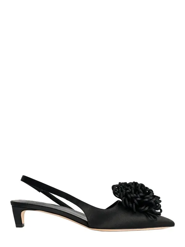 BY MALENE BIRGER Laiolo Satin Slingback Kitten Heels - Black
