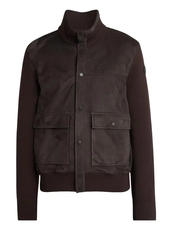 Moncler Wool And Suede Snap-front Cardigan - Brown